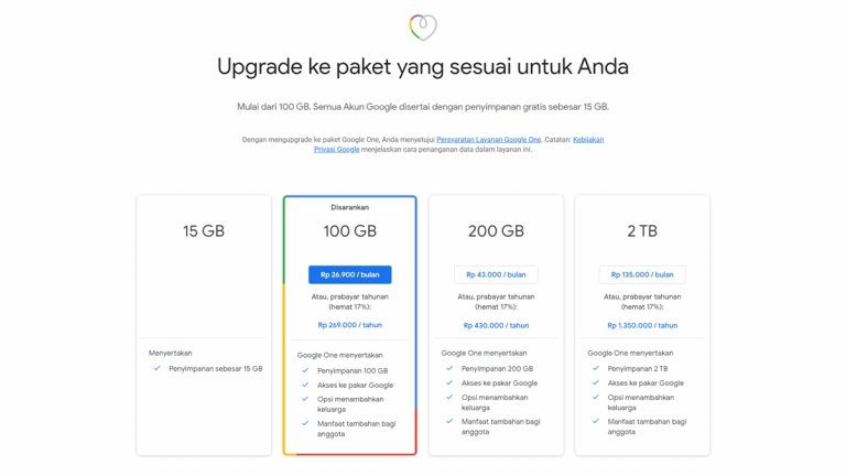 Harga Berlangganan Google One Terbaru %currentmonth% %currentyear%