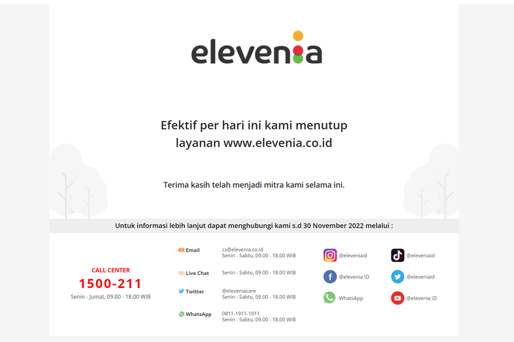Online Shop Elevenia Quietly Closes Services Since December 1 - Gizmologi.id