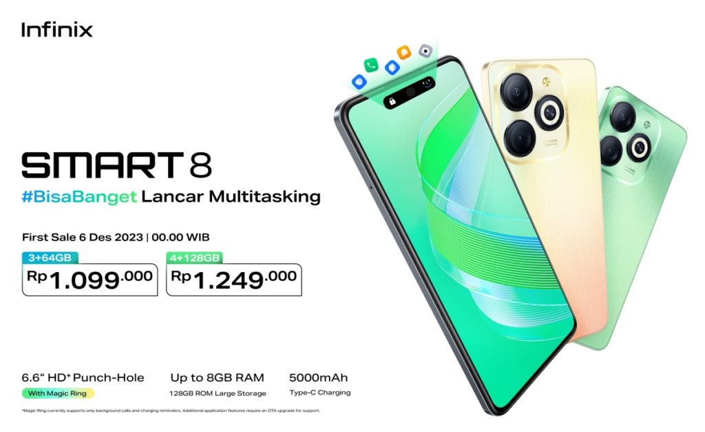 Infinix Smart 8 Unggulkan RAM Lega & Magic Ring Harga Rp1,1 Jutaan ...