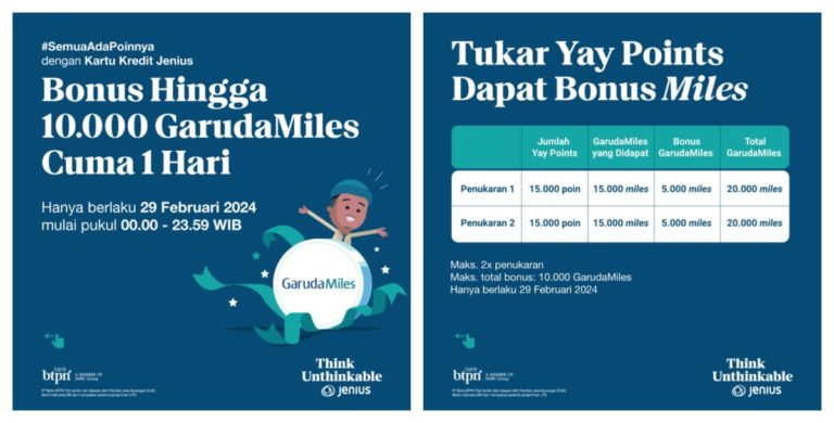 Jenius Yay Points Kini Bisa Ditukar ke GarudaMiles, Pas Untuk Traveler ...
